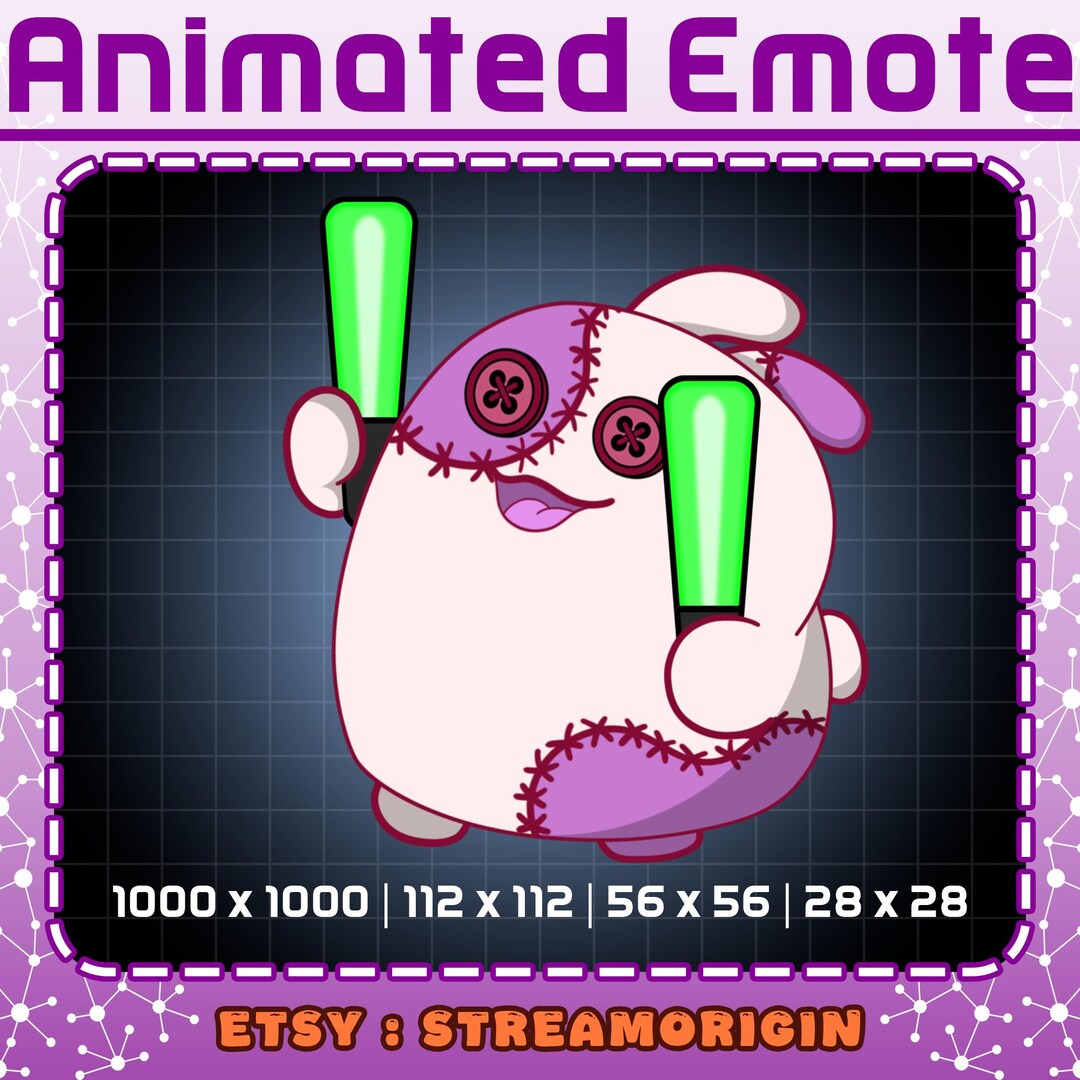 Bunny Cheer Animated Emote , Stitched Plush Rabbit Cheer Emote , Gothic ...