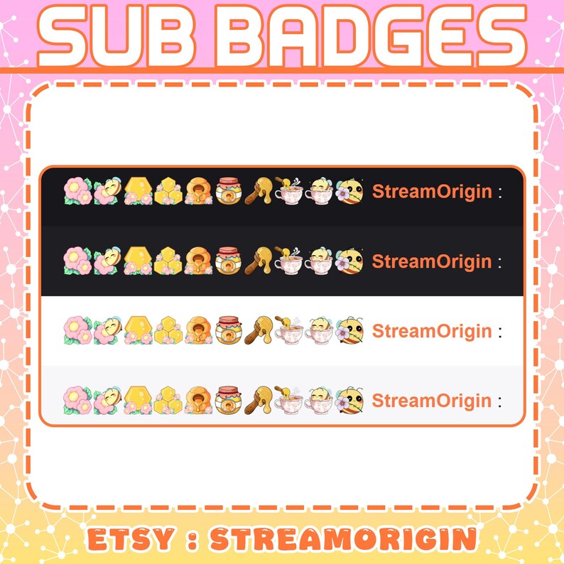 Cute Bee Sub Badges for Twitch and Kick,honey Themed Twitch Badges ...
