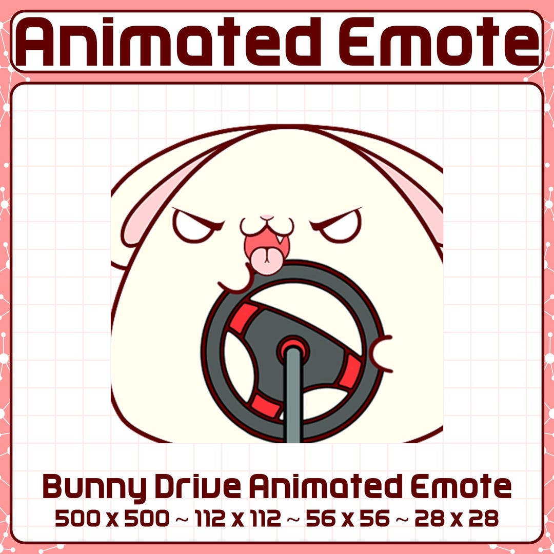 Bunny Drive Animated Emote | Chibi Bunny Steering Wheel Emote, Ready to ...