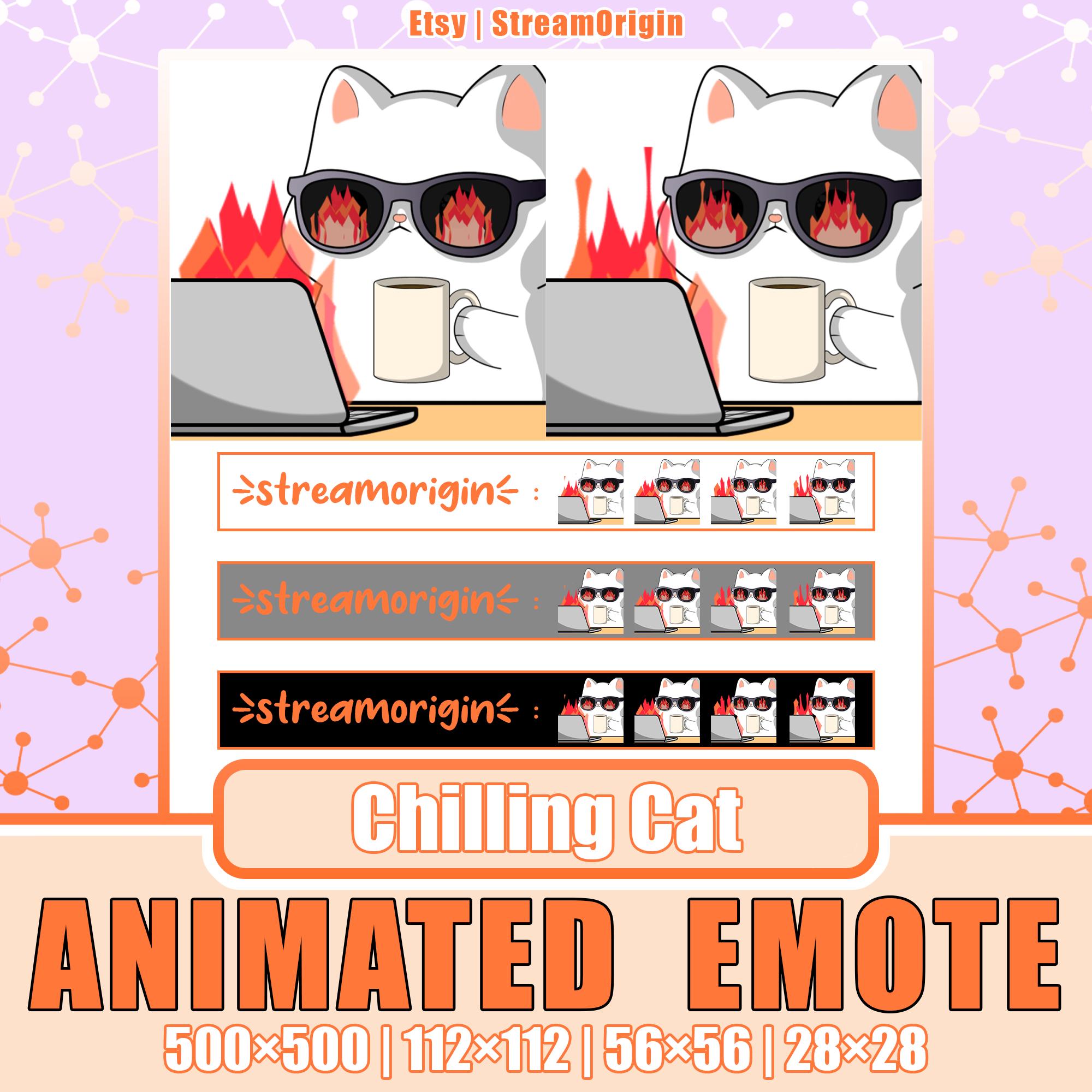 Chilling Cat Emote | Chill White Cat Emote, Chill Cat Emote, Let It ...