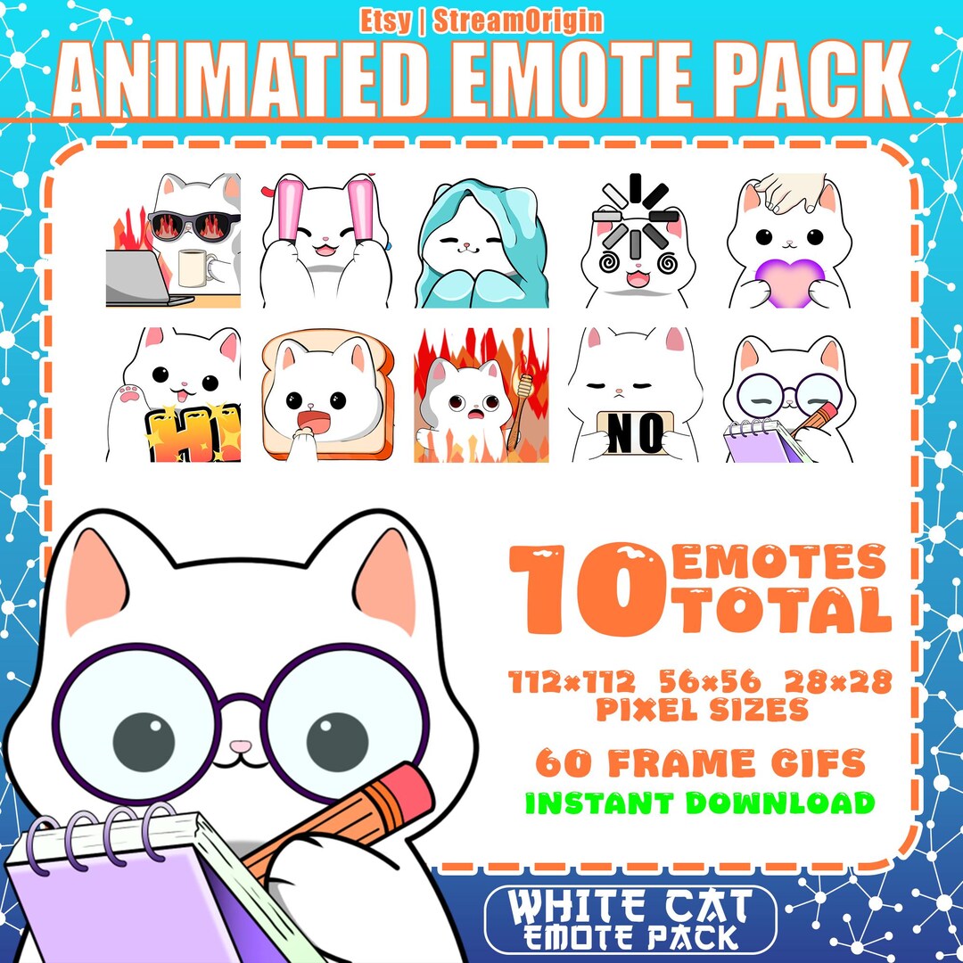 Cat Emote Pack | White Cat Emote Pack | Animated Cat Emotes , Cat Emote ...