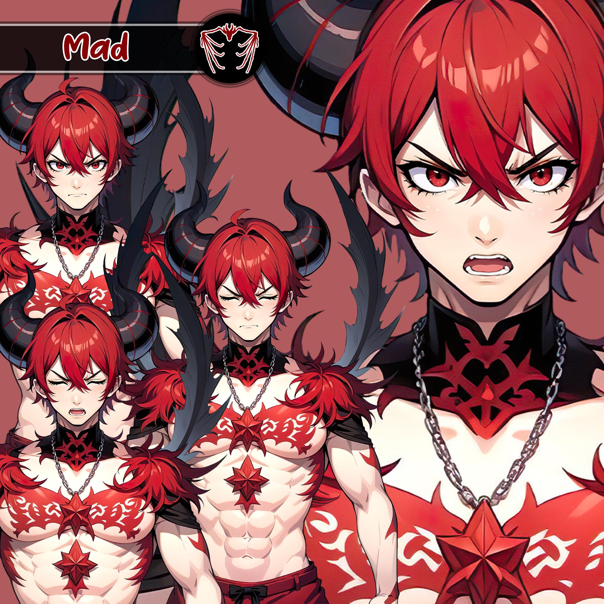 Demon Lord Pngtuber 7 Expression Pngtuber Boy , Stream Avatar , Stream ...
