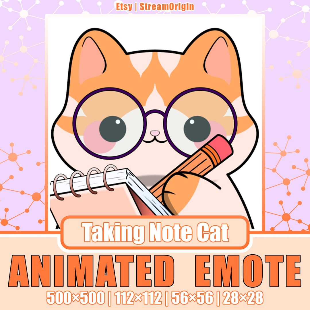 Taking Note Emote | Cat Taking Note, Orange Cat Emote, Note Emote ...