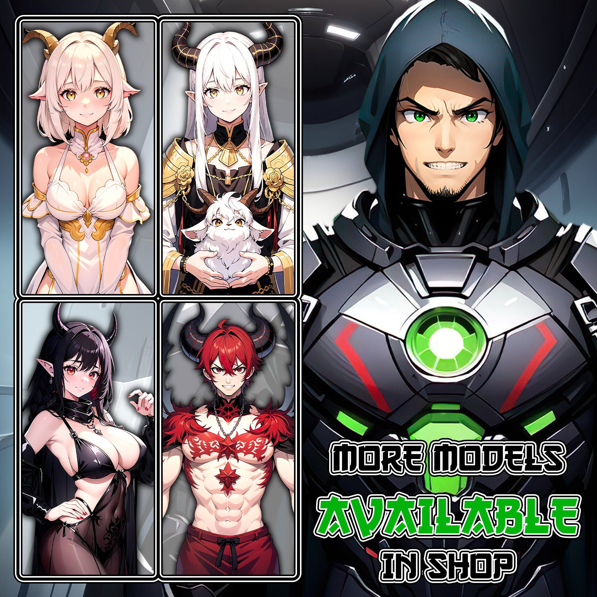 Cyber Lord PNGTuber / 6 Expresión / Pngtuber masculino, Avatar de corriente, Modelo de corriente ...