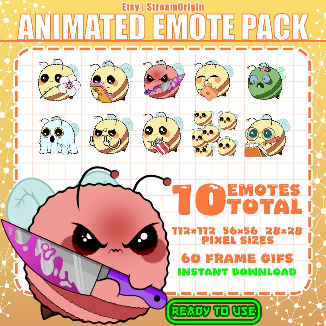 Bee Emote Pack Animated Bee Emotes, Bee Emotes for Twitch Discord Kick ...