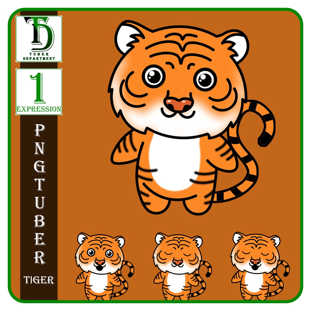 Tiger Pngtuber / 1 Expressions / 2D Model With 4 PNG for Streamer ...