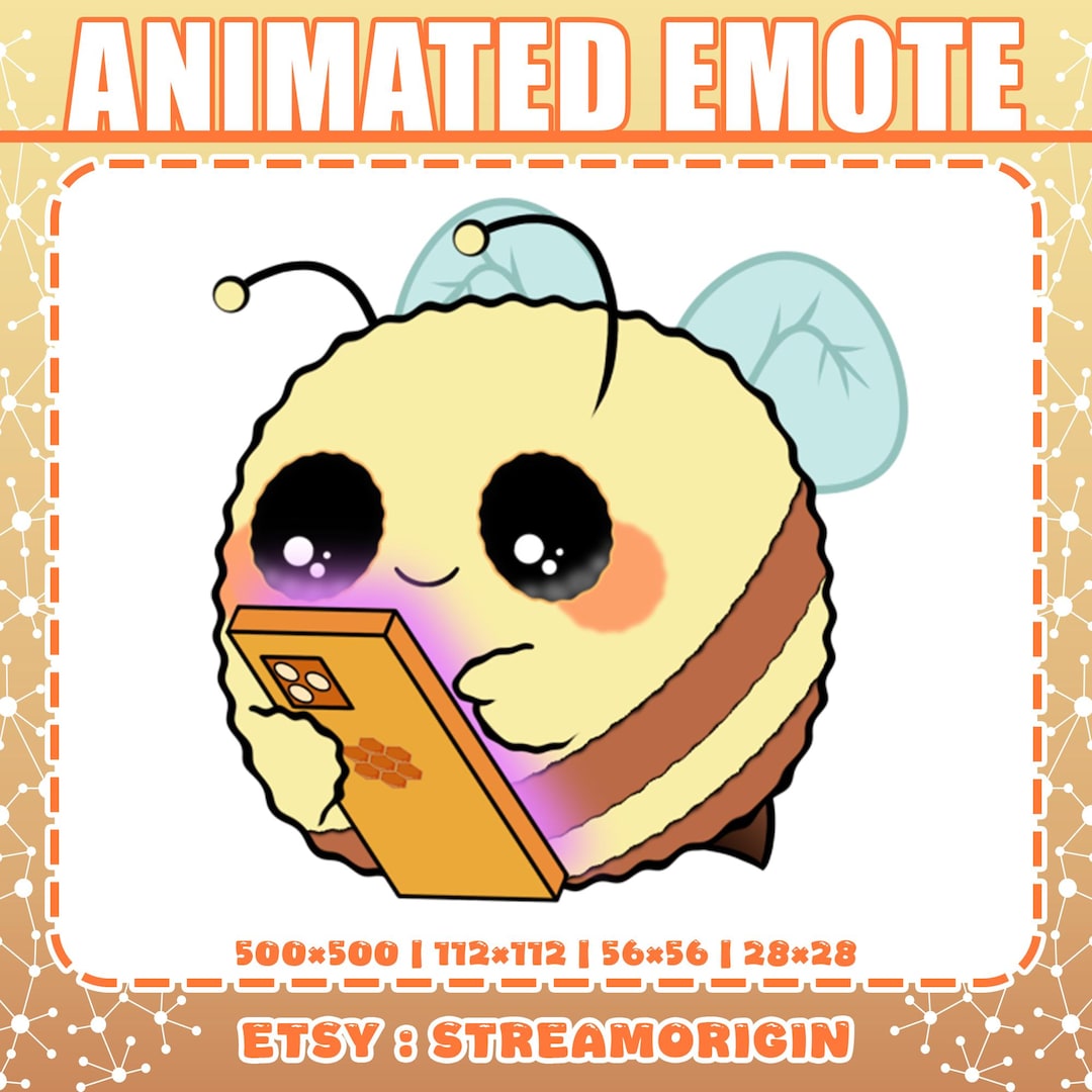 Cute Bee Holding and Tapping His Phone Animated Emote | Cute Bee Emote ...