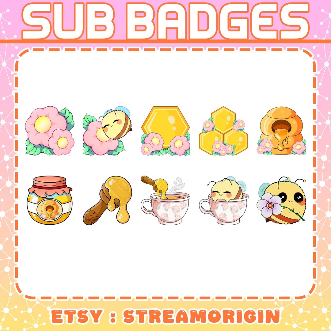 Cute Bee Sub Badges for Twitch and Kick,honey Themed Twitch Badges ...