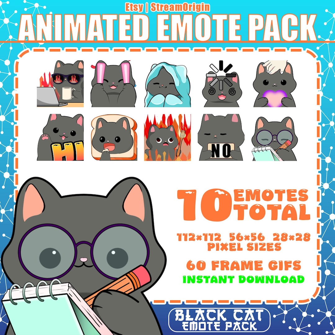 Cat Emote Pack | Black Cat Emote Pack | Animated Cat Emotes , Cat Emote ...