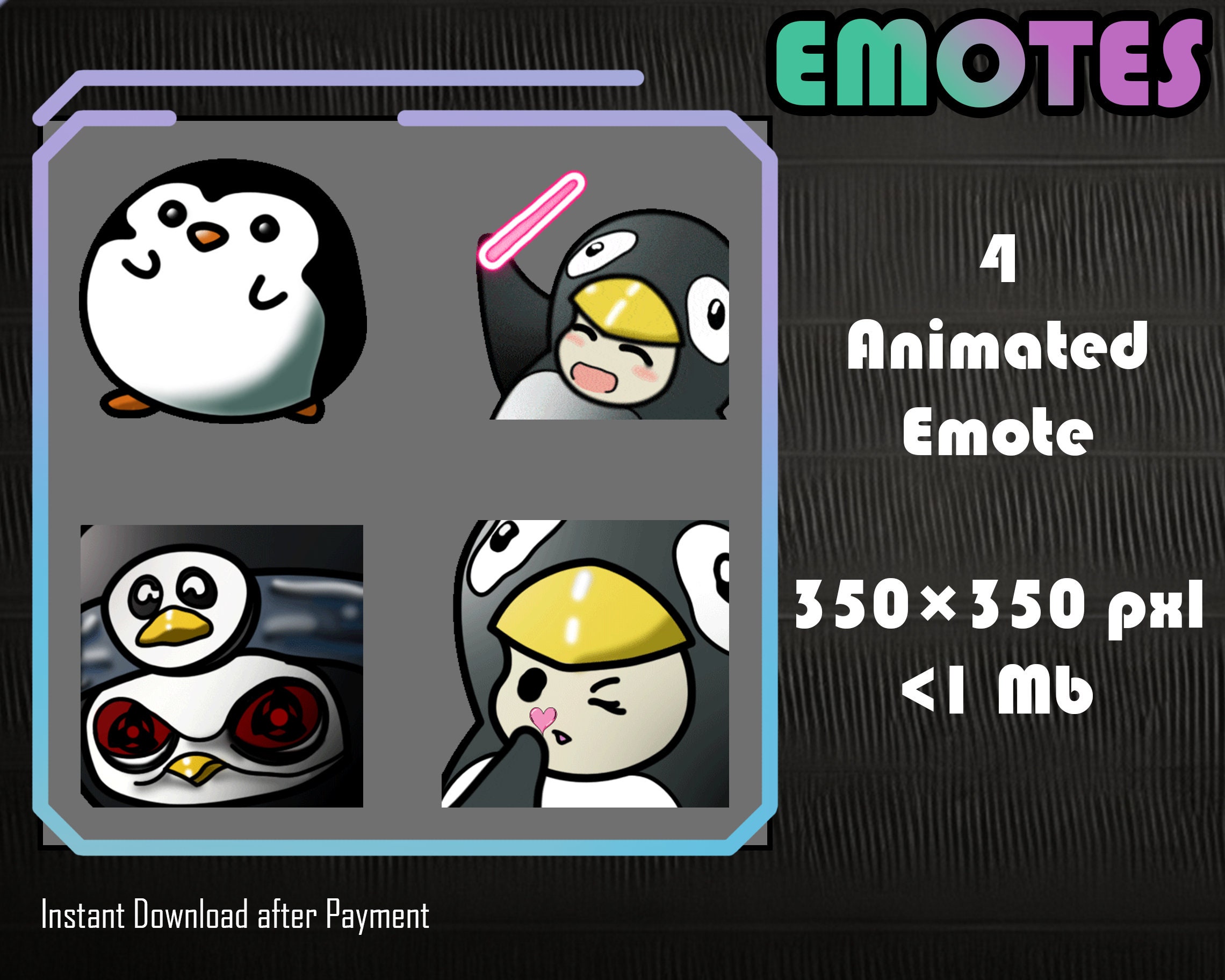 Animated Emotes Penguin Idol Penguin Light Stick Ninja - Etsy