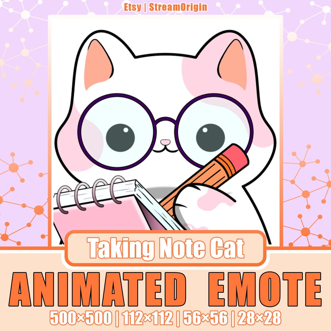 Taking Note Emote | Cat Taking Note, Pink Cat Emote, Note Emote ...