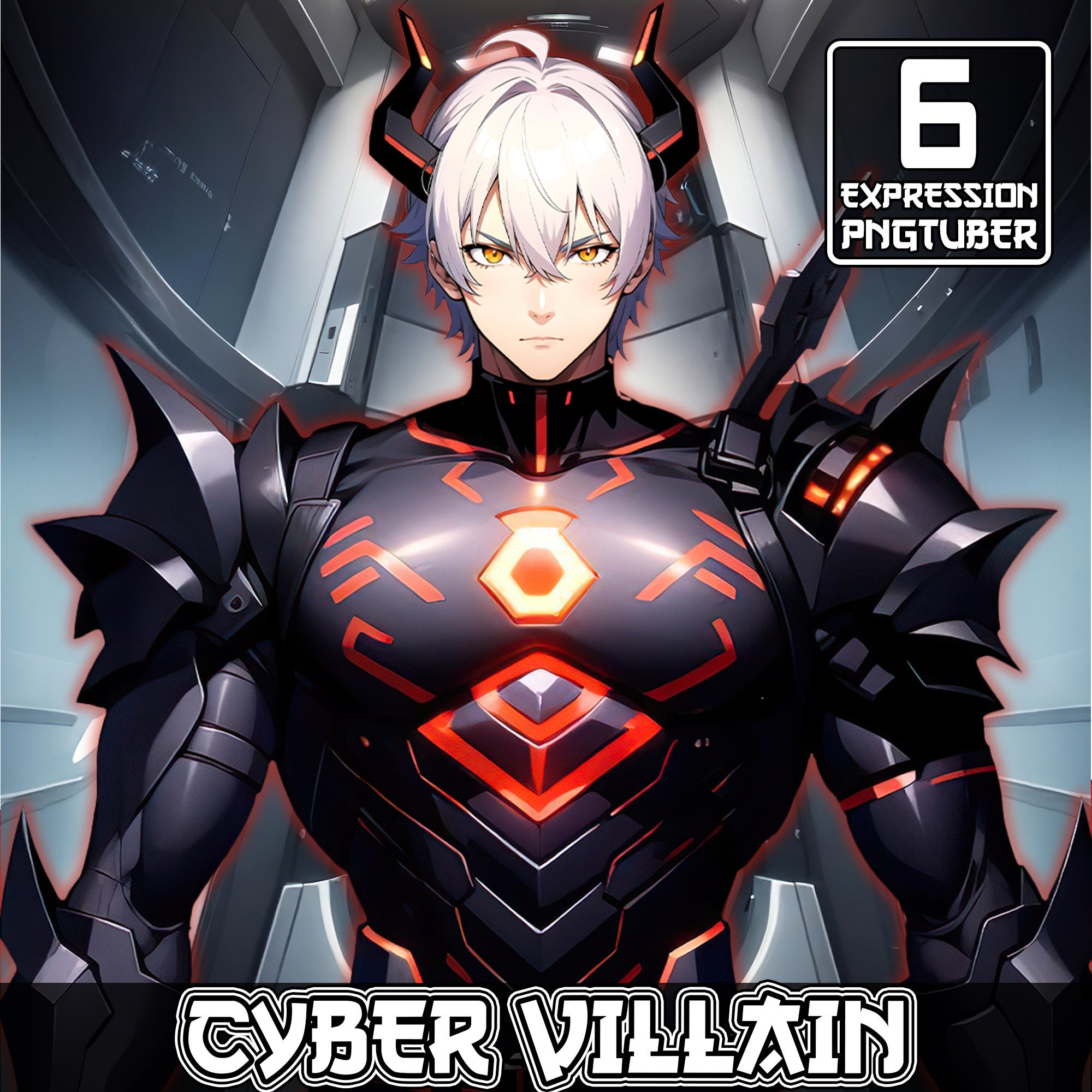 Cyber Villain Pngtuber | 6 Expression | Male Pngtuber , Stream Avatar ...