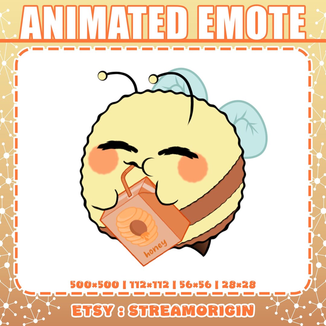 Cute Bee Happily Drinking Honey Juice Animated Emote | Cute Bee Emote ...