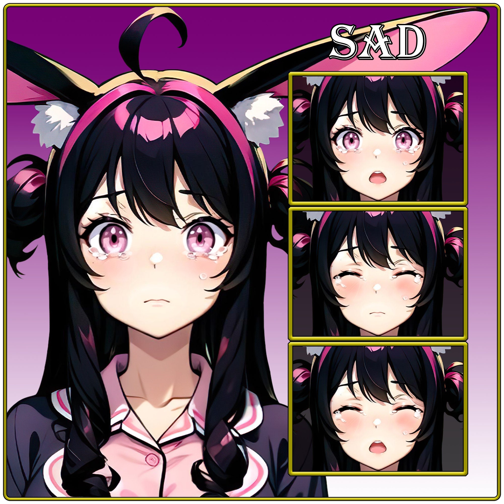 Pajama Bunny Pngtuber 5 Facial Expressions Female Pngtuber 2D Pngtuber ...