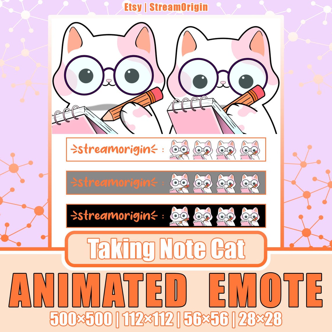 Taking Note Emote | Cat Taking Note, Pink Cat Emote, Note Emote ...