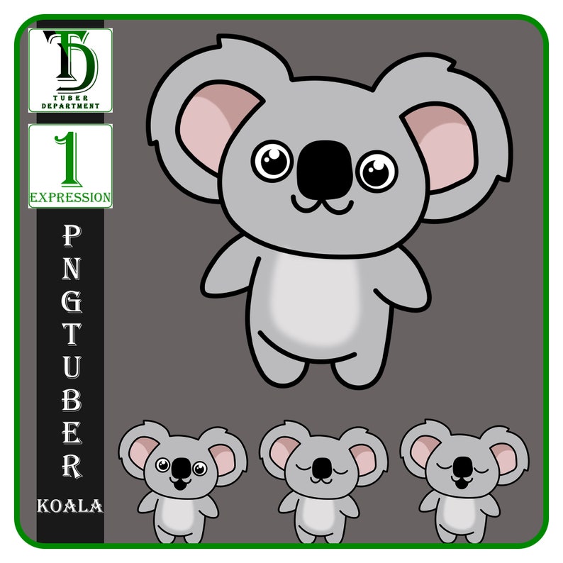 Koala Pngtuber / 1 Expressions / 2D Model With 4 PNG for Streamer ...