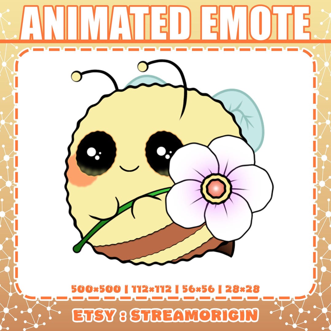 Cute Bee Holding Flower Animated Emote | Cute Bee Emote, Kawaii Bee ...