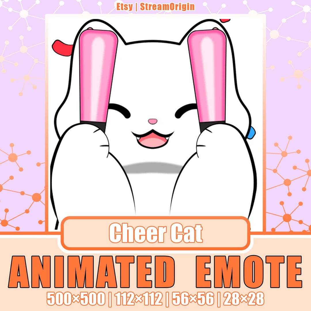 White Cat Cheer Animated Emote | White Cat Emote, Cat Cheering Emote ...