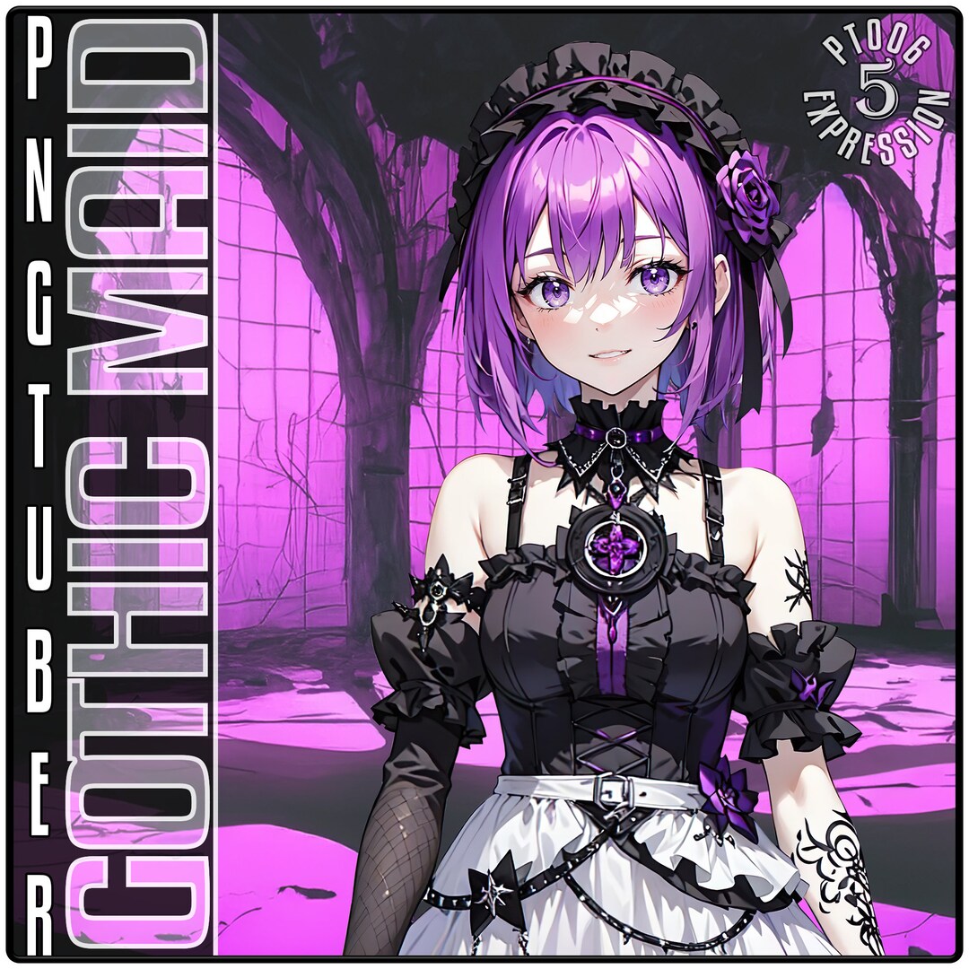 Gothic Maid Pngtuber 5 Expression Female Pngtuber PT-006 - Etsy