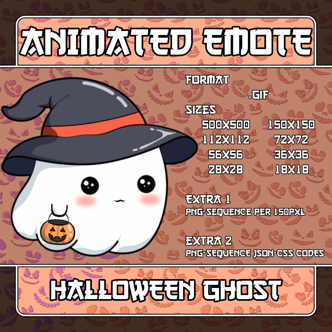 Halloween Ghost Emote Twitch Animated Emote, Ghost Emote, Cute Emote ...