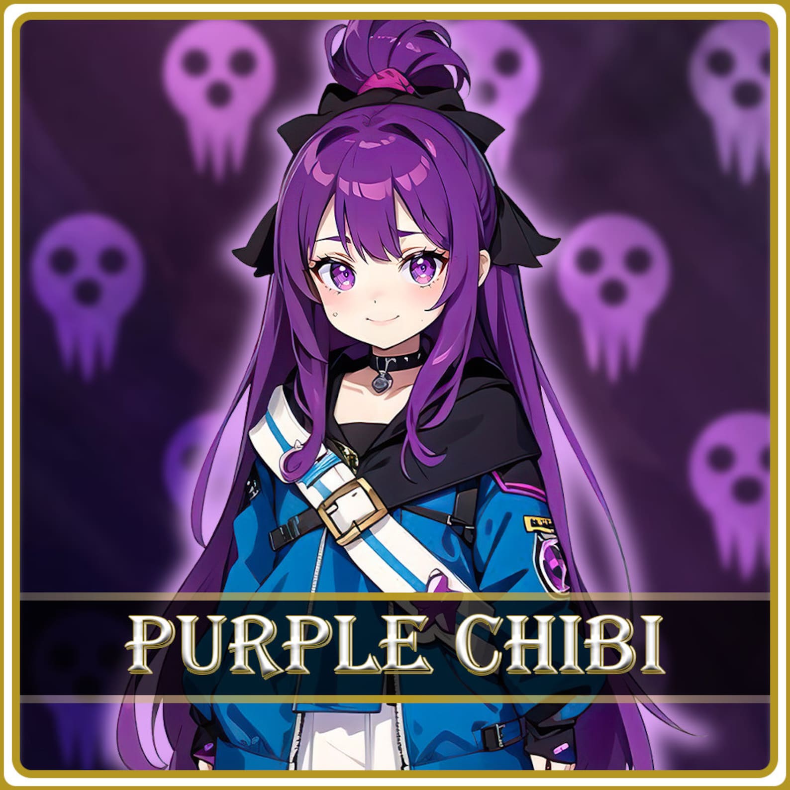 Purple Chibi Pngtuber , 4 Expressions , Chibi Pngtuber , Chibi Goth ...