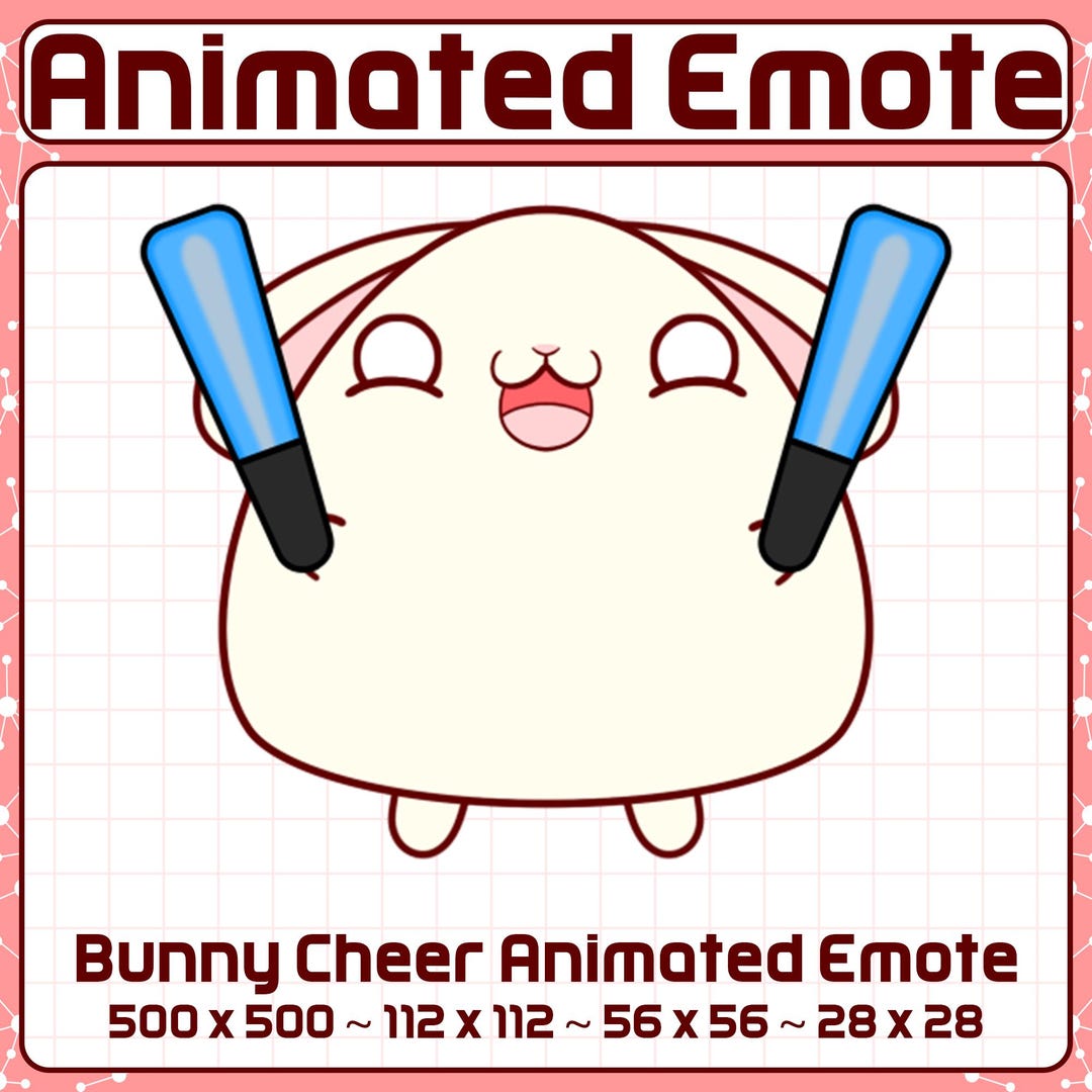 Bunny Cheer Animated Emote | Chibi Bunny Hops With Light Sticks, Ready ...