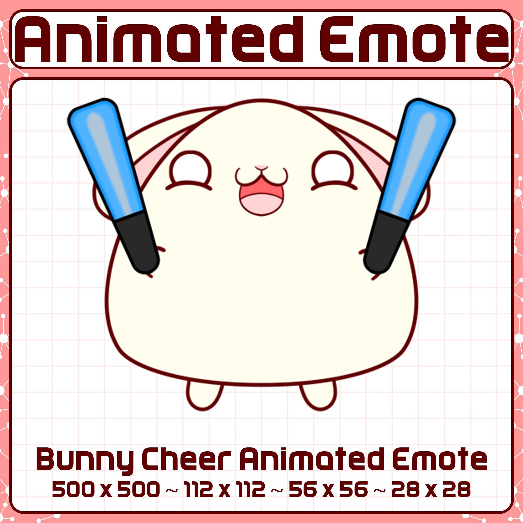 Bunny Cheer Animated Emote | Chibi Bunny Hops With Light Sticks, Ready ...