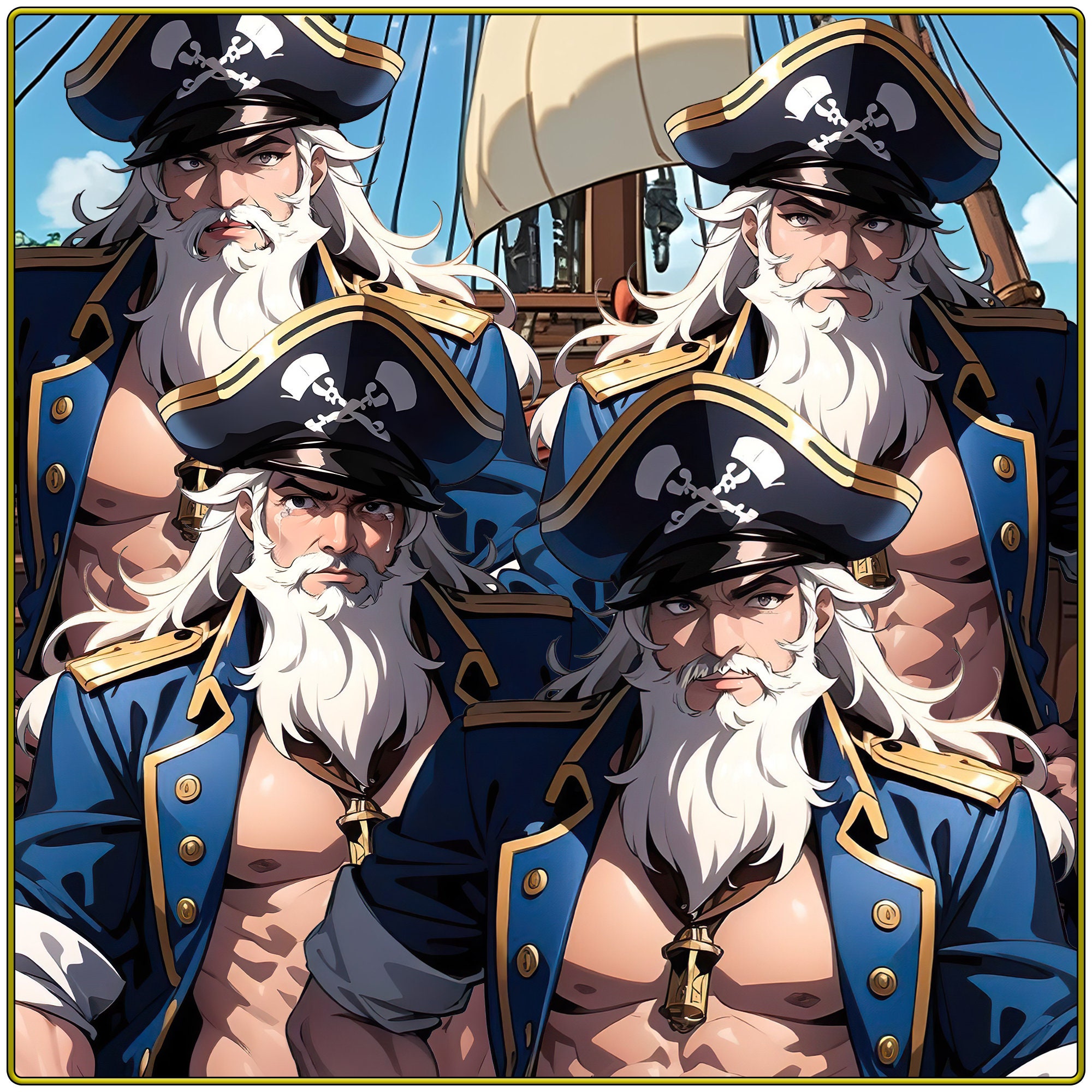 Captain Blue Pngtuber 4 Expression Male Pngtuber PT-009 PNG Tuber for ...