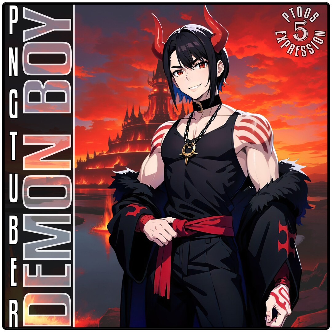 Demon Boy Pngtuber | 5 Expression Male Pngtuber | PT-005 | Pngtuber for ...