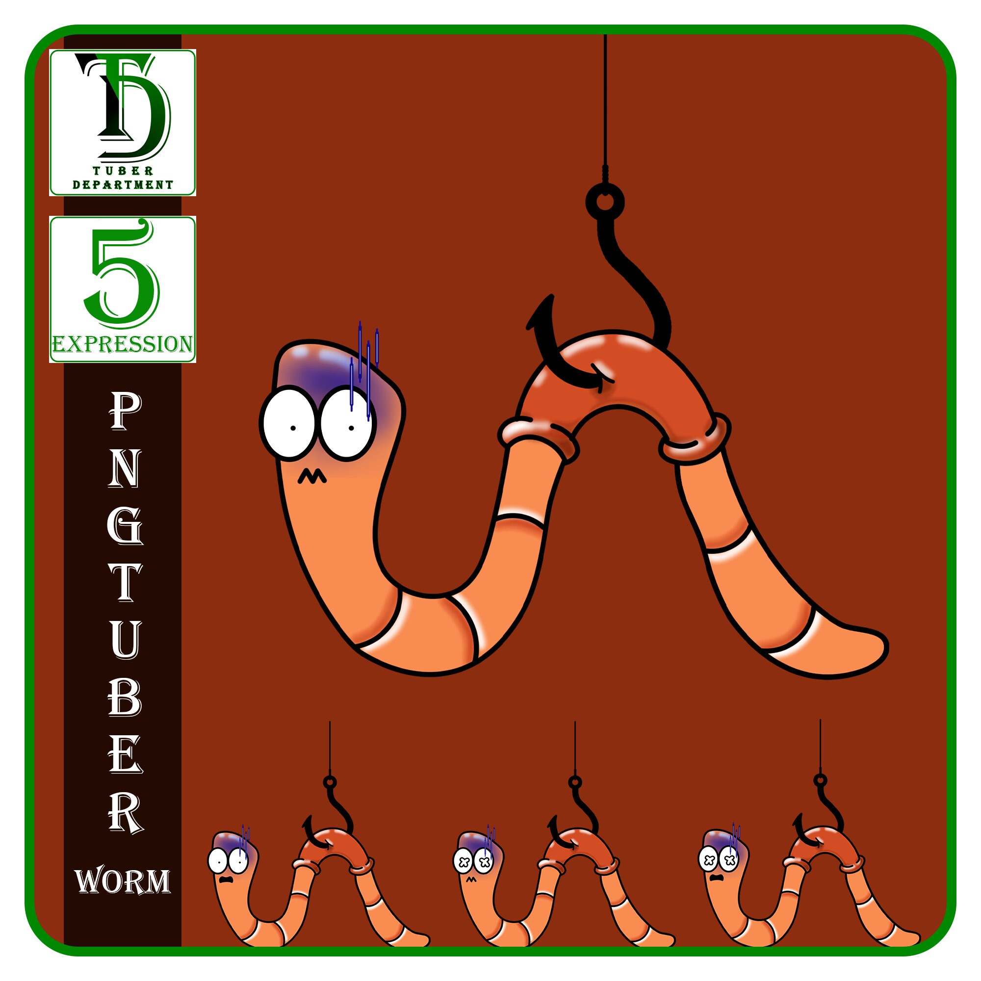 Worm Pngtuber / 5 Expressions / 2D Model With 5 Emotions for Streamer ...