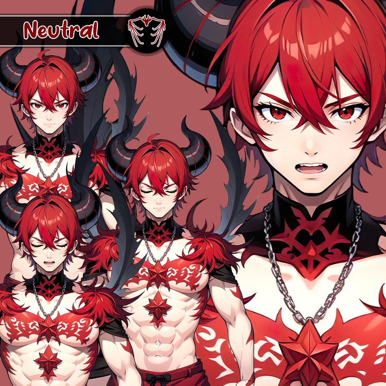 Demon Lord Pngtuber | 7 Expression | Pngtuber Boy , Stream Avatar ...