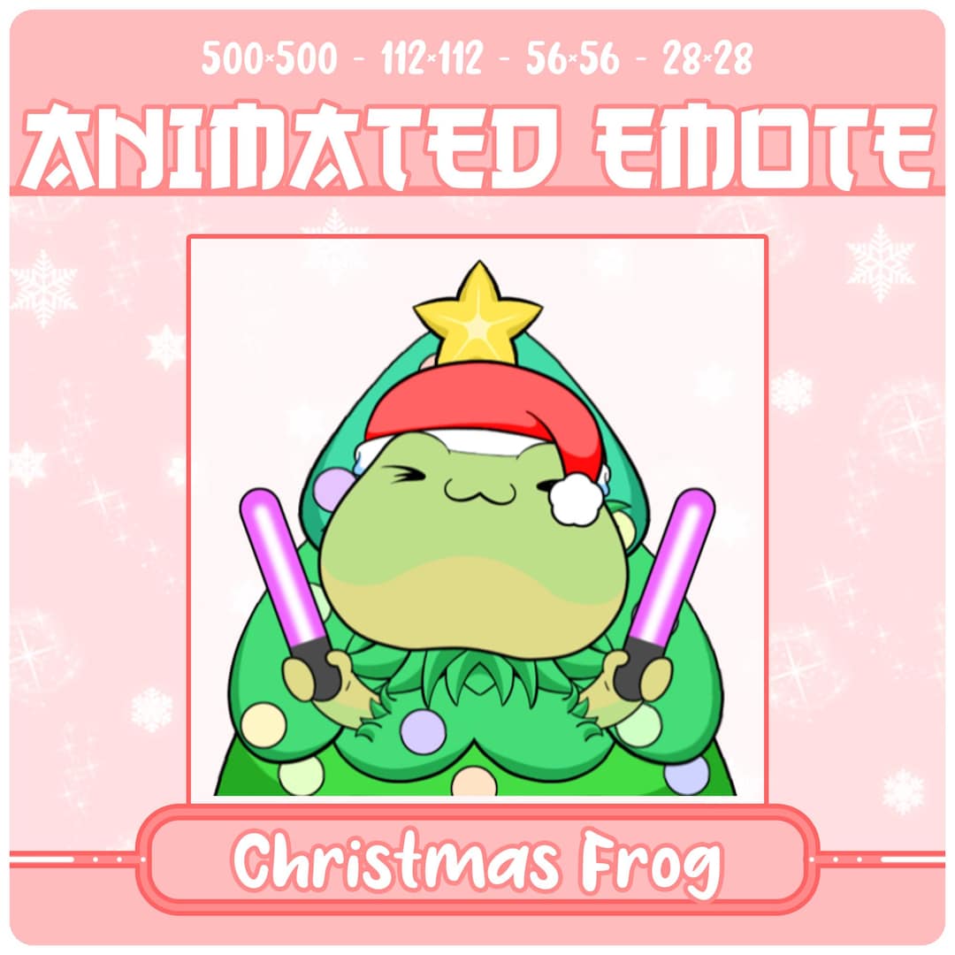 Christmas Frog Animated Emote Chibi Christmas Tree Frog , Kawaii Frog ...