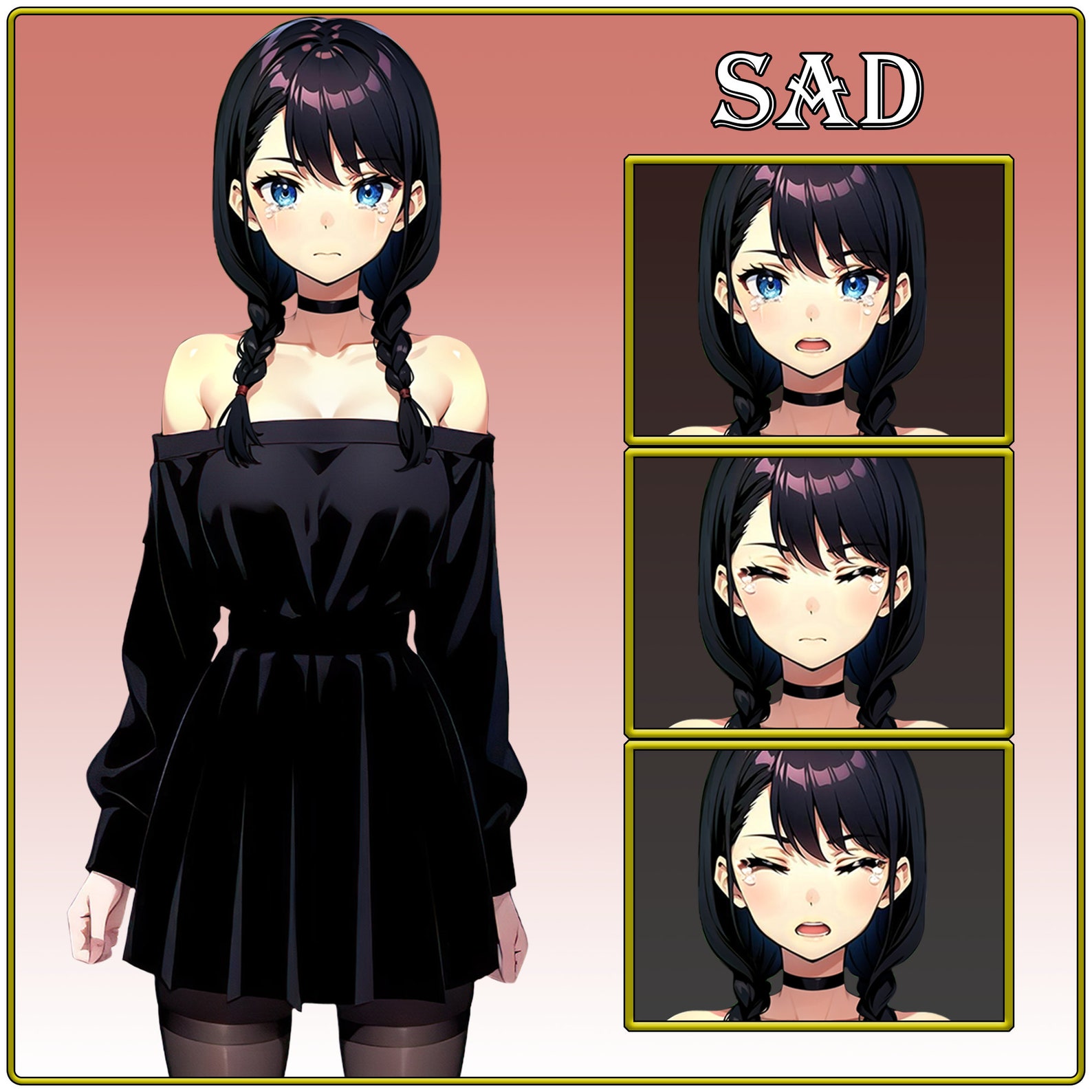 Velvet Girl Pngtuber 5 Facial Expressions Female Pngtuber 2D Pngtuber ...