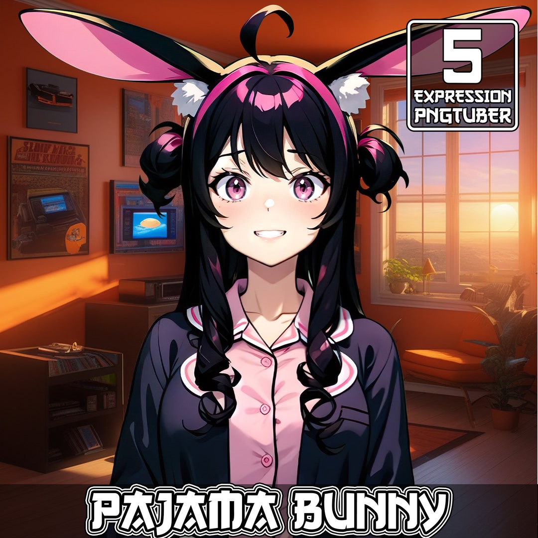 Pajama Bunny Pngtuber | 5 Expression | Pngtuber Girl, Stream Avatar ...