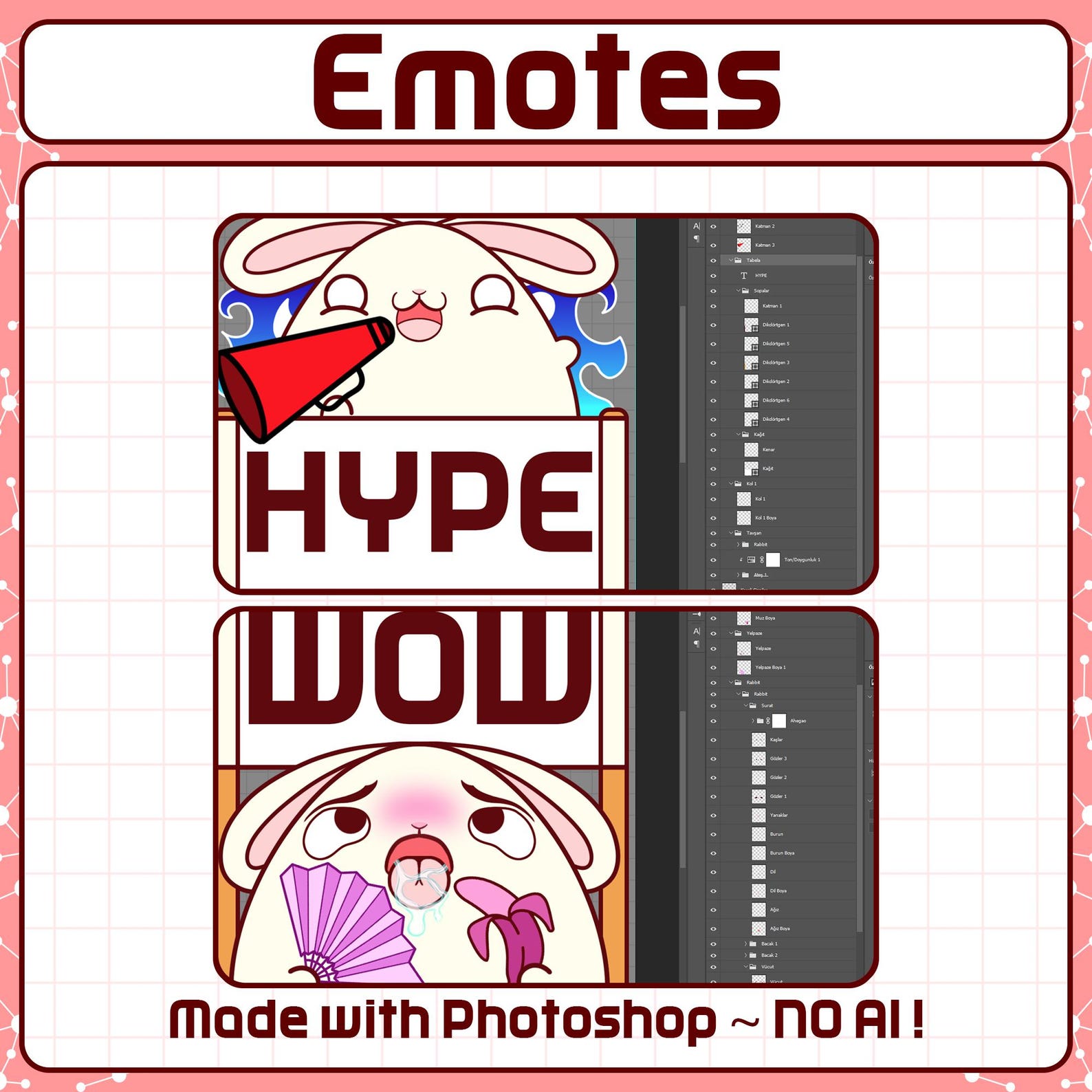 Bunny Emote Pack 4 | 12 Bunny Emotes | Sign Bunny Emotes for Twitch ...