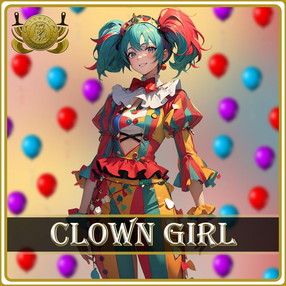 Clown Girl Pngtuber , 4 Expressions , 2D Model 4 Emotions for Streamers ...