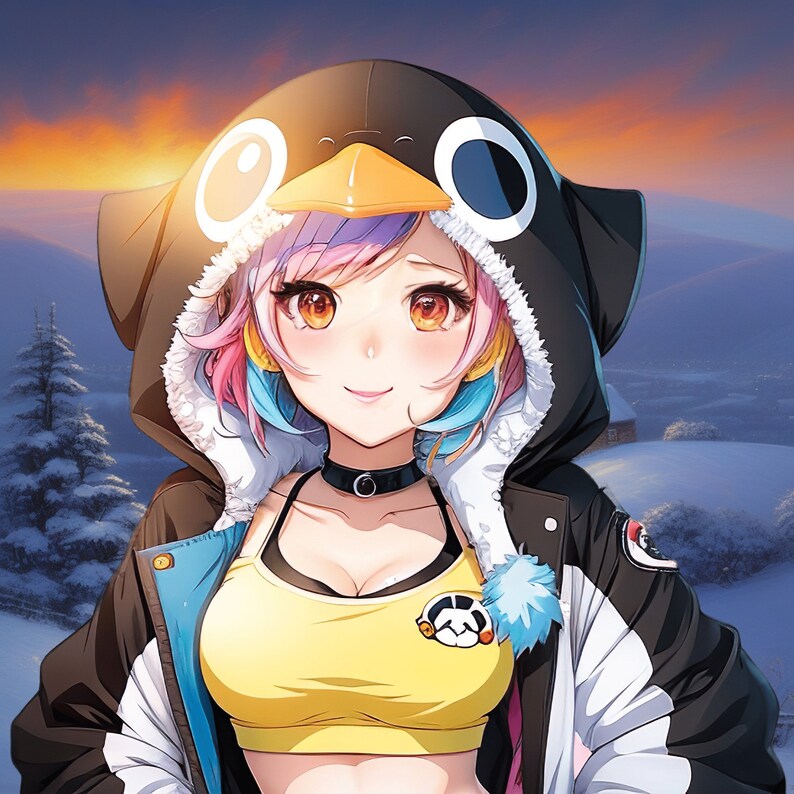 Penguin Girl Pngtuber | 3 Expression | Pngtuber Girl, Stream Avatar ...