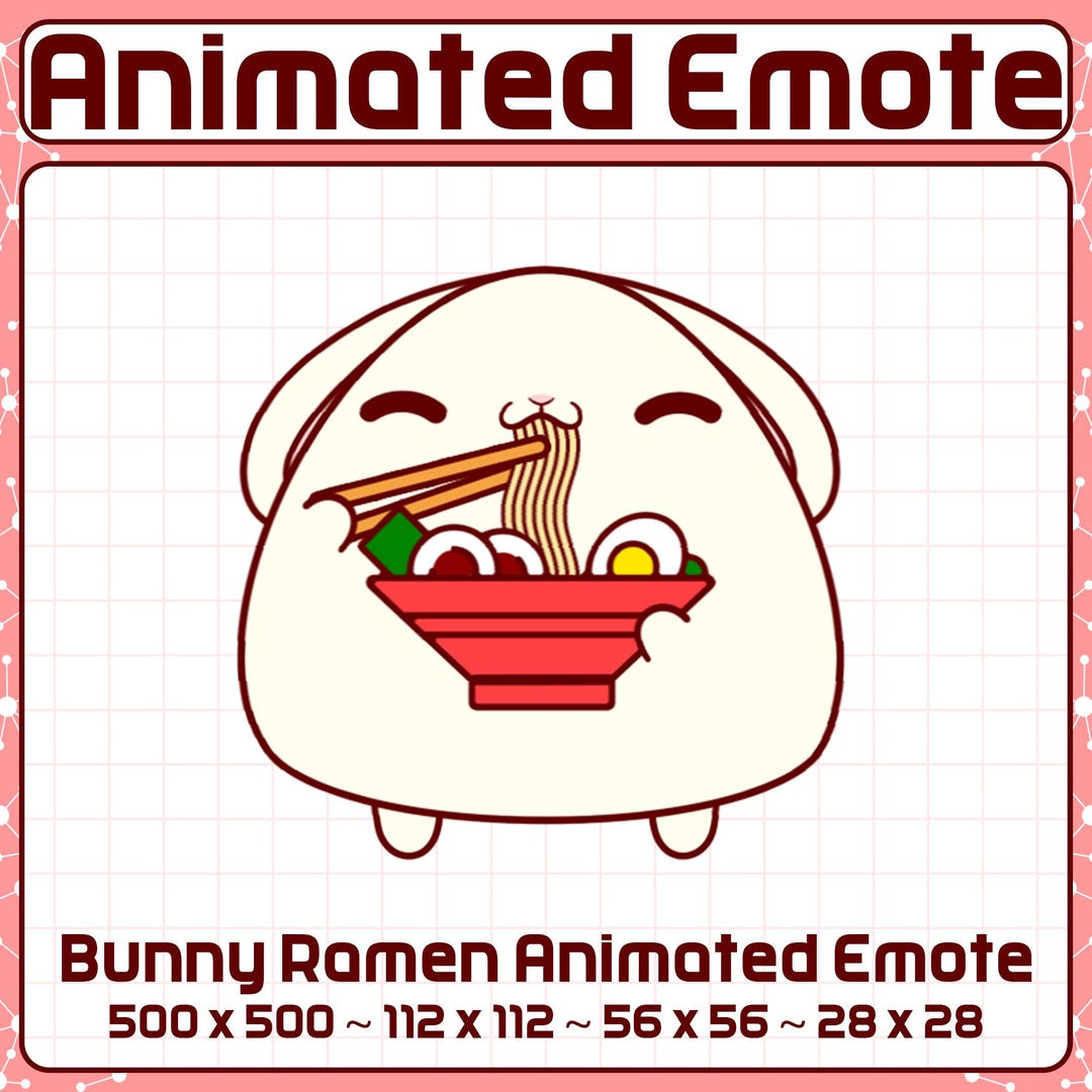 Bunny Ramen Animated Emote | Chibi Bunny Eating Ramen Emote, Ready to ...