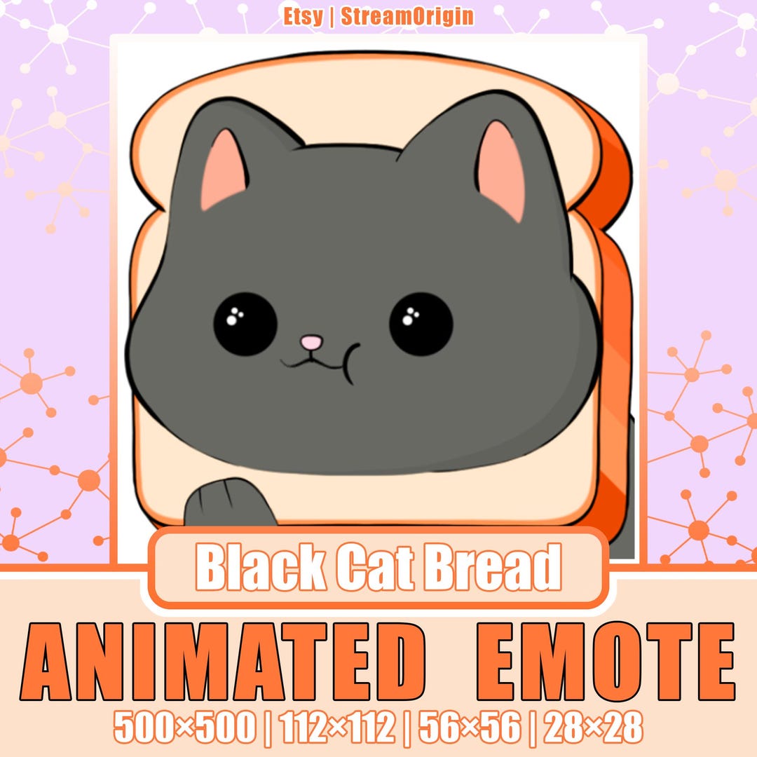 Black Cat Bread Emote | Black Cat Emote, Cat Emote, Emote, Animated ...