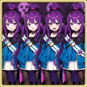 Purple Chibi Pngtuber , 4 Expressions , Chibi Pngtuber , Chibi Goth ...