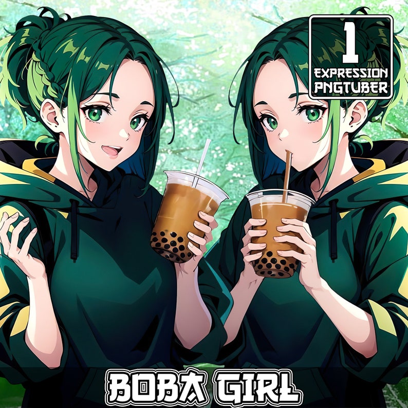 Boba Girl Pngtuber | 1 Expression | Pngtuber Girl, Stream Avatar ...