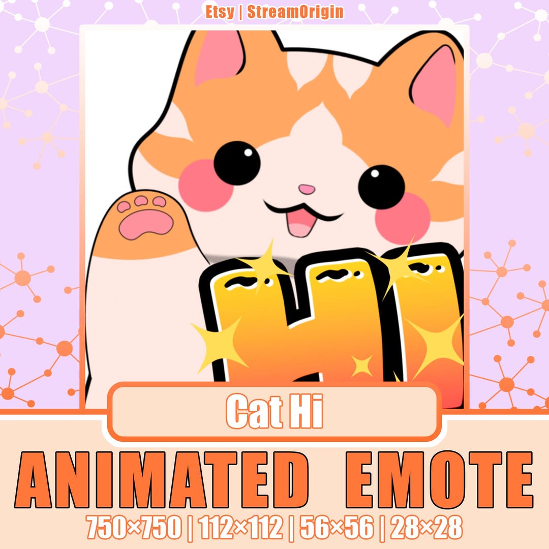 Hi Orange Cat Emote | Orange Cat Emote, Greeting Cat Emote, Cute Cat ...