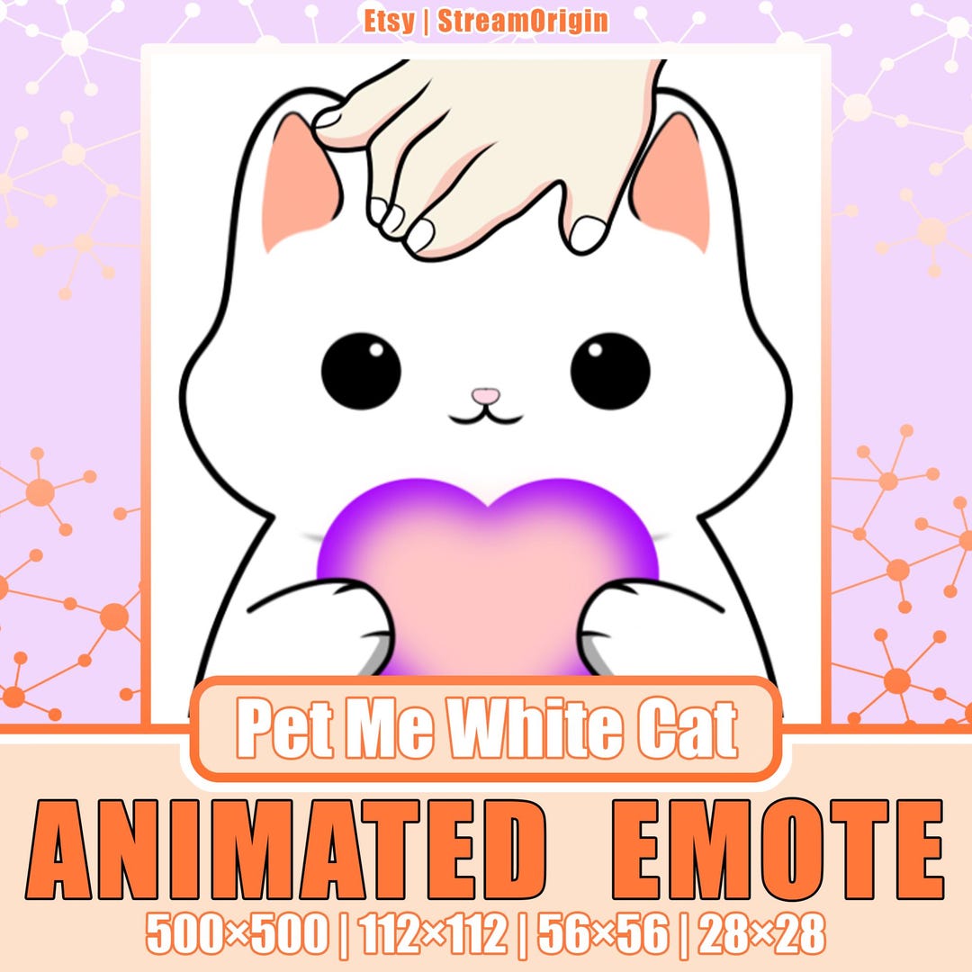 Pet Me White Cat Emote | Head Pat Cat Emote , White Cat Emote, Animated ...