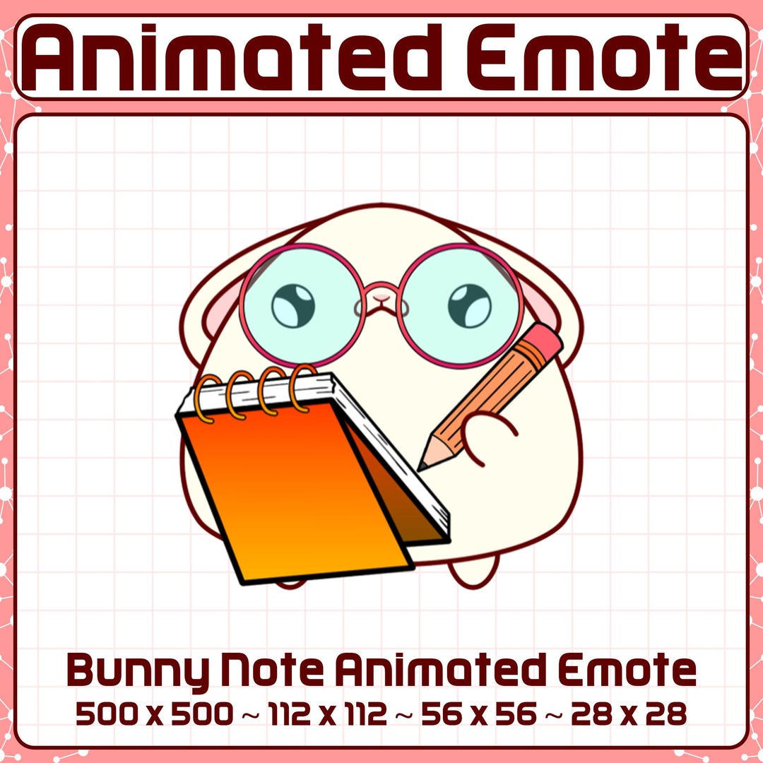 Bunny Note Animated Emote | Chibi Bunny Taking Note Emote, Ready to Use ...