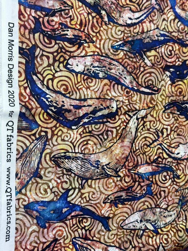 Dan Morris Fabric - Whales - for QT Fabrics - 1 1/2 Yards - Etsy