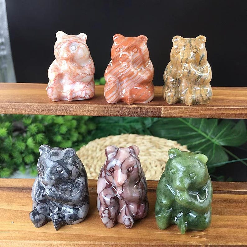 Hand-carved Mini Crystal Bear :，quartz Reiki Healing Decor,crystal Gift ...