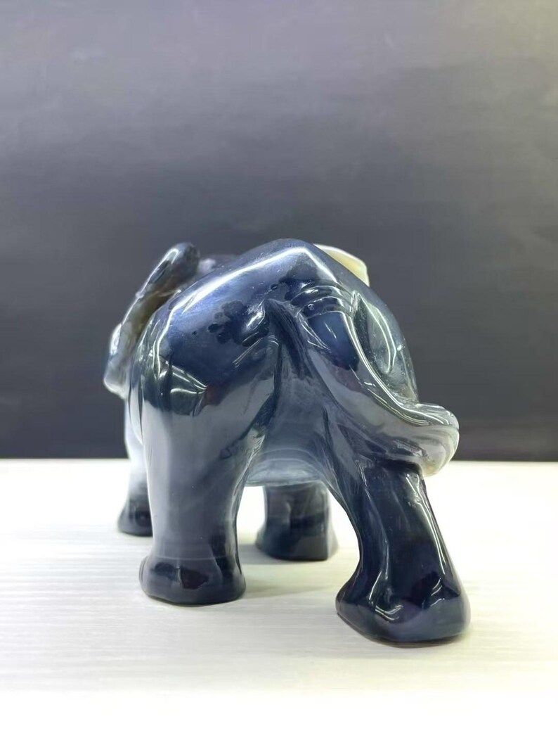 Hand Carved Agate Elephant Figurine: Gemstone Healing Decor，crystal ...