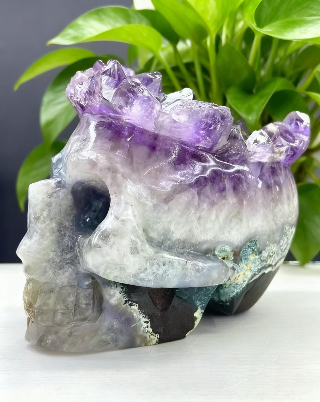 Natural Amethyst Geode Skull: Hand Carved Octopus Skull,reiki Healing ...