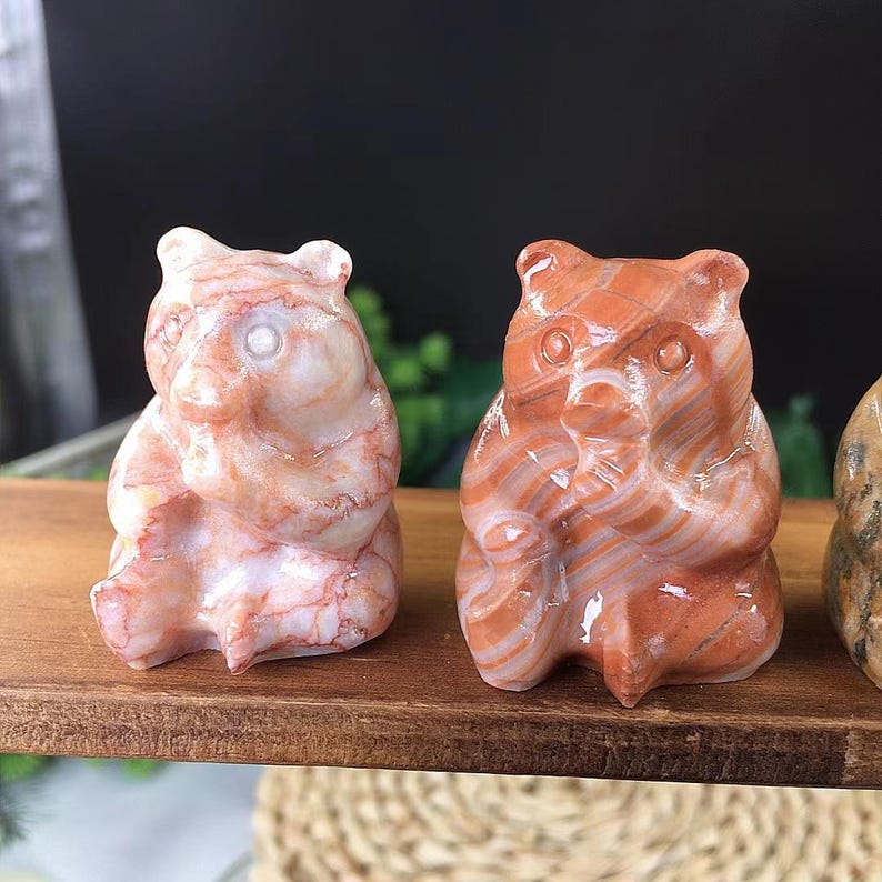 Hand-carved Mini Crystal Bear :，quartz Reiki Healing Decor,crystal Gift ...