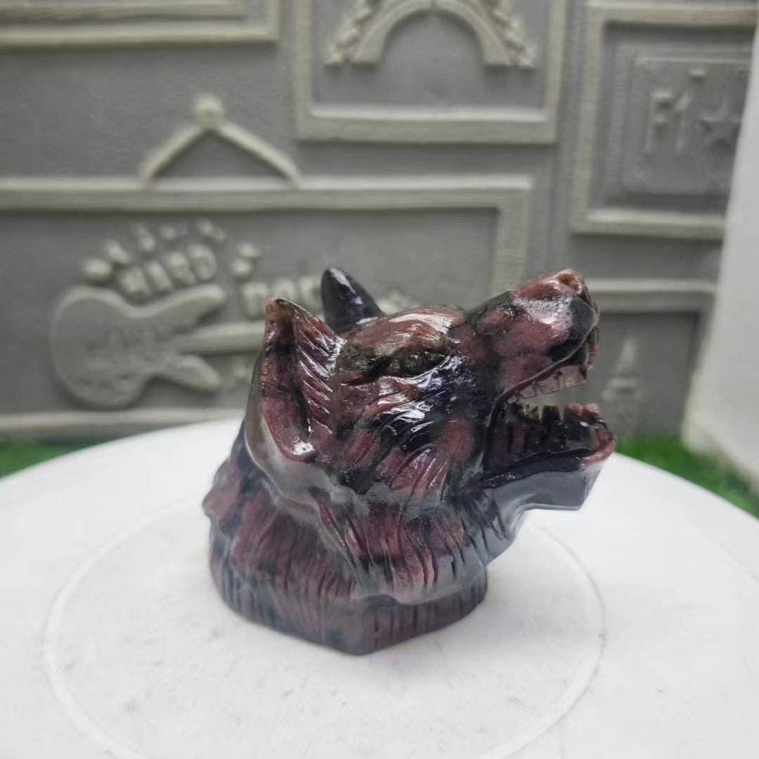 Natural Crystal Quartz ,hand Carved Wolf Head, Crystal Quartz Wolf ...